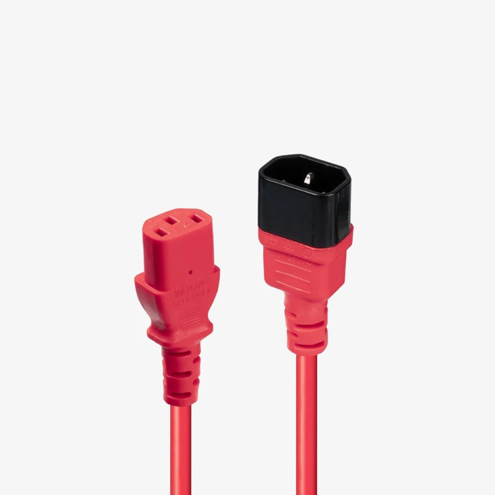 LINDY 2m IEC EXTENSION CABLE, RED - 30478 - Newcomme